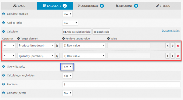 Product Quantity Selection – ez Form Calculator - WordPress Forms Plugin